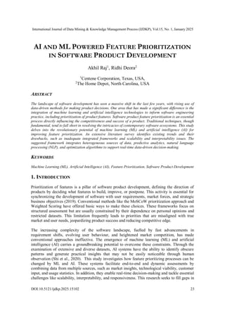 AI and ML Powered Feature Prioritization in Software Product Development | PDF