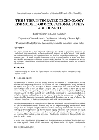 THE 3-TIER INTEGRATED TECHNOLOGY RISK MODEL FOR OCCUPATIONAL SAFETY AND ...
