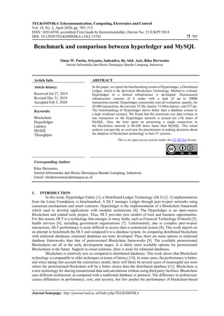 Benchmark and comparison between hyperledger and MySQL | PDF | Databases | Computer Software and ...