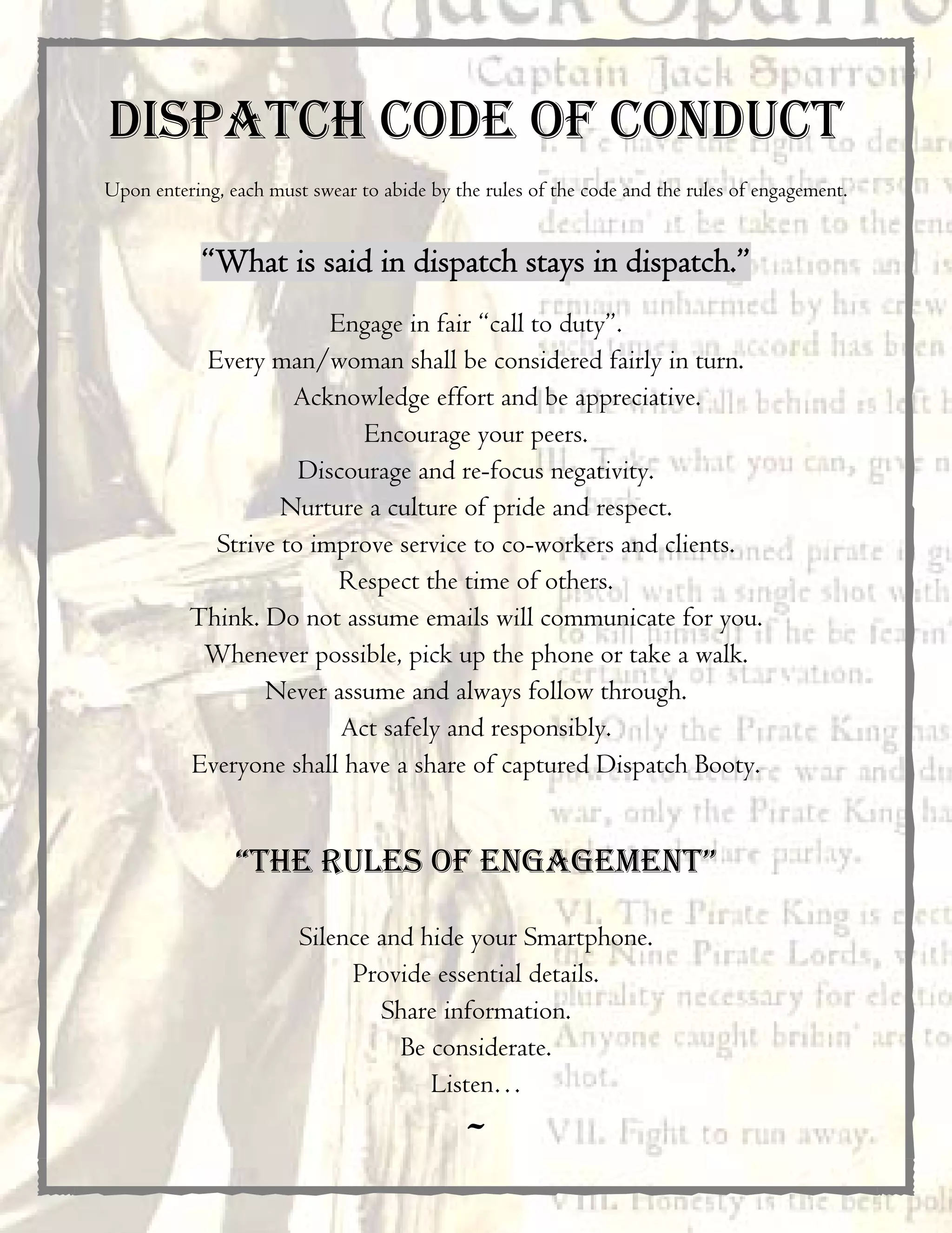 DISPATCH CODE of CONDUCT | PDF