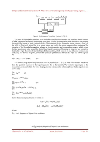 Design and Simulation Fractional-N Phase Locked Loop Frequency ...