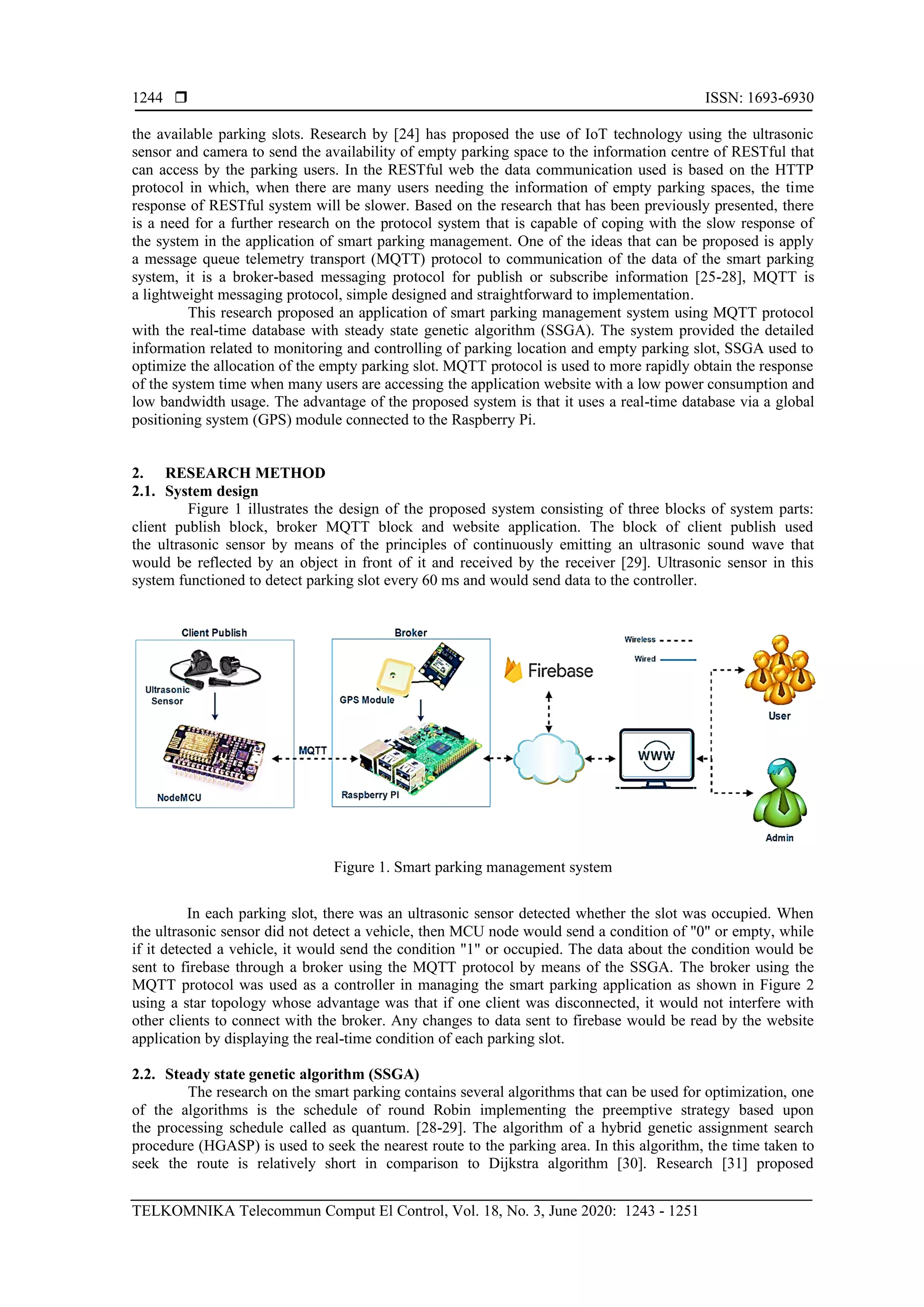 Smart parking management system using SSGA MQTT and real-time database | PDF