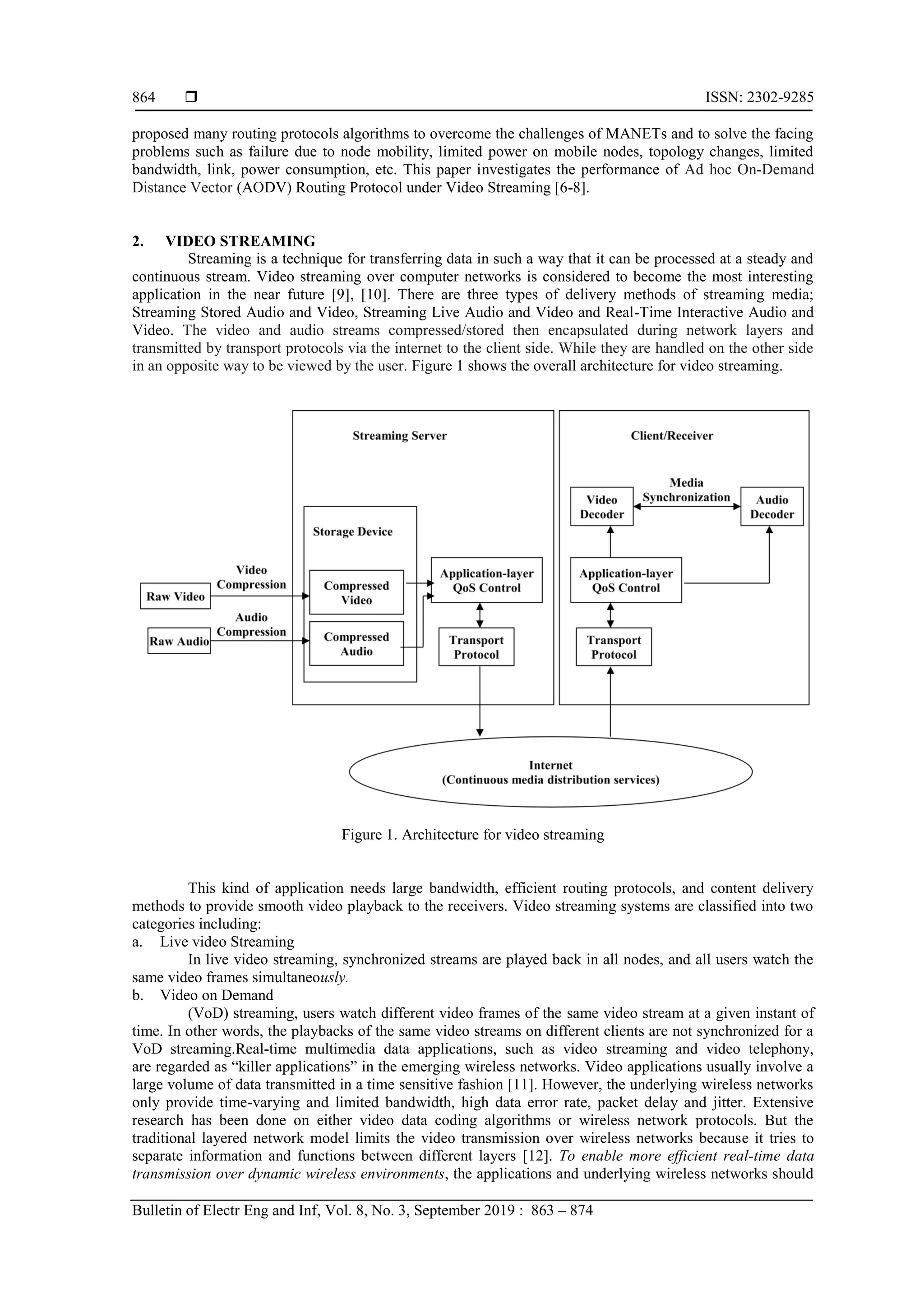 Video streaming over Ad hoc on-demand distance vector routing protocol | PDF