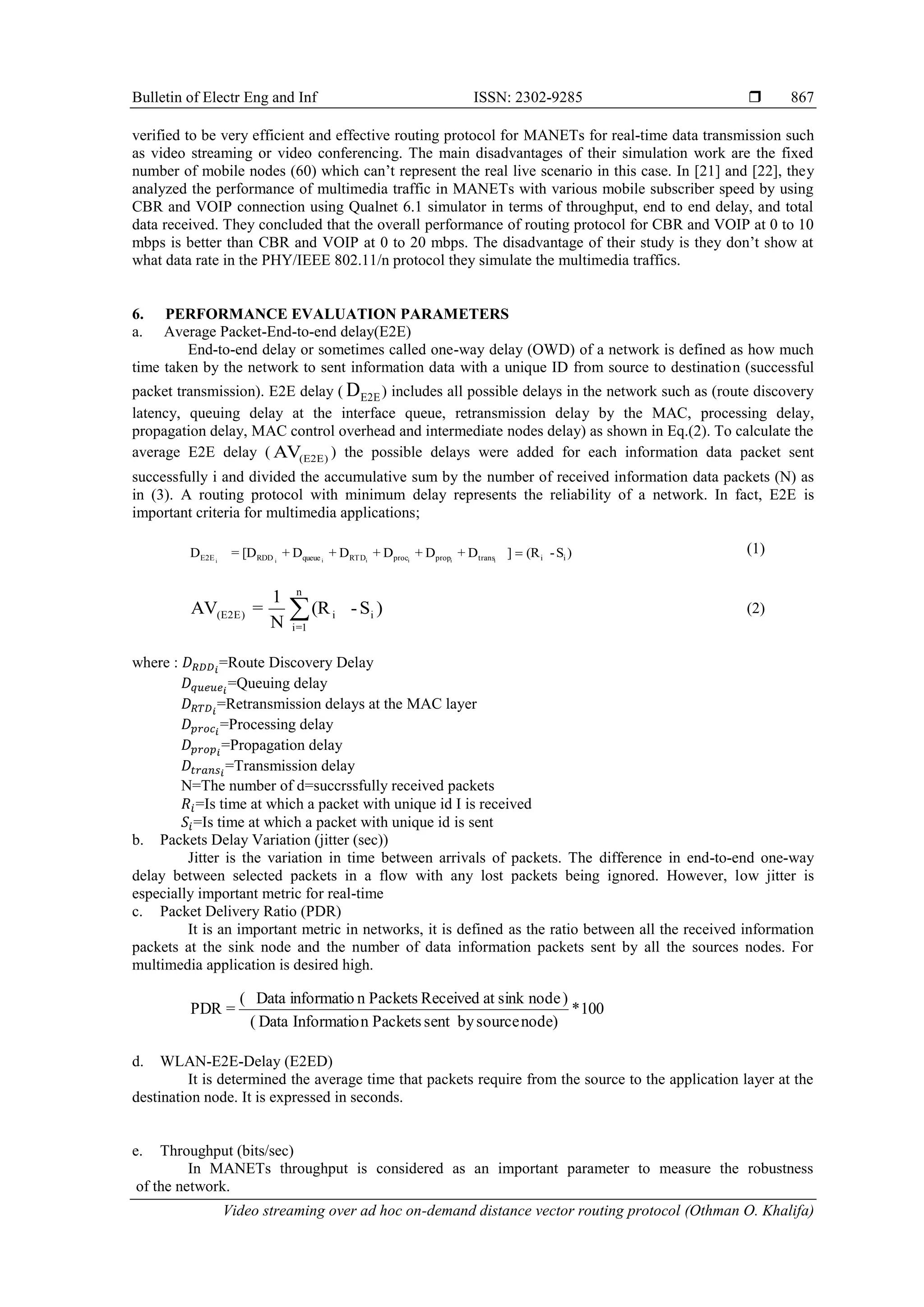 Video Streaming Over Ad Hoc On Demand Distance Vector Routing Protocol