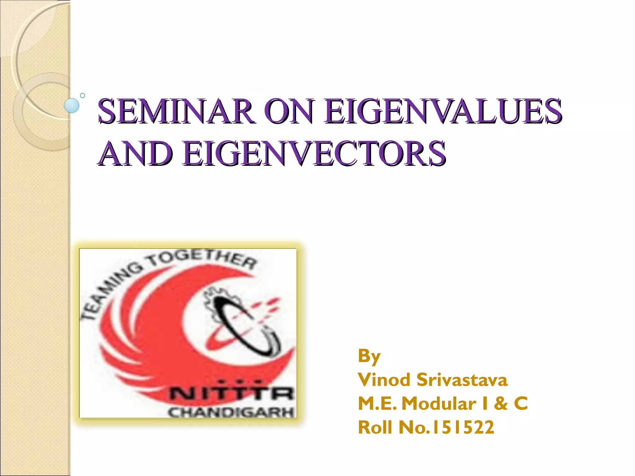 Eigenvalues and Eigenvectors | PPT