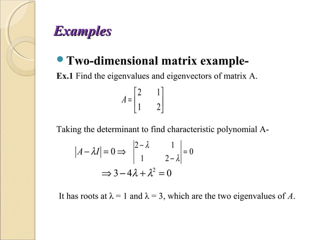 Eigenvalues and Eigenvectors | PPT