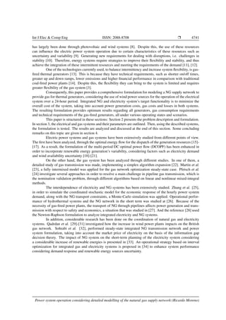 Power system operation considering detailed modelling of the natural ...