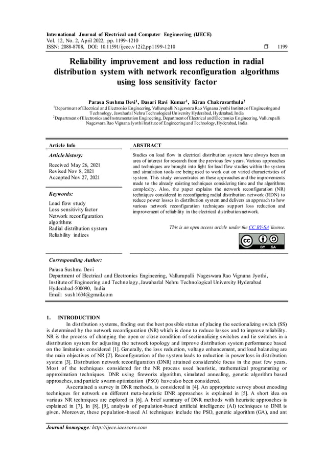 Reliability Improvement And Loss Reduction In Radial Distribution System With Network