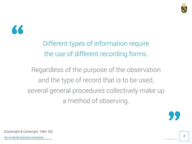PDU 214 Methods of Observation & Interviewing: Observation - Methods ...
