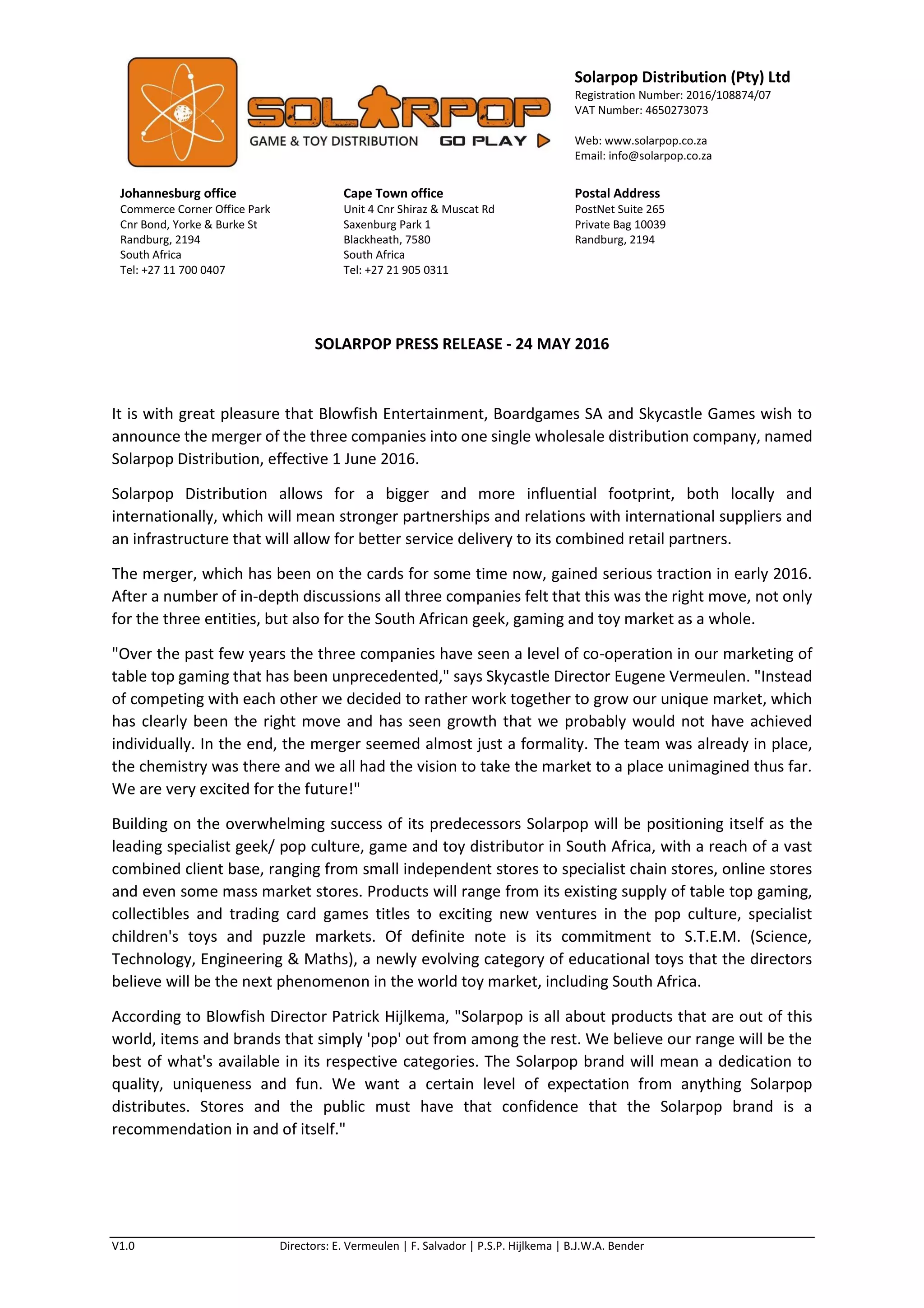 Solarpop Press Release | PDF