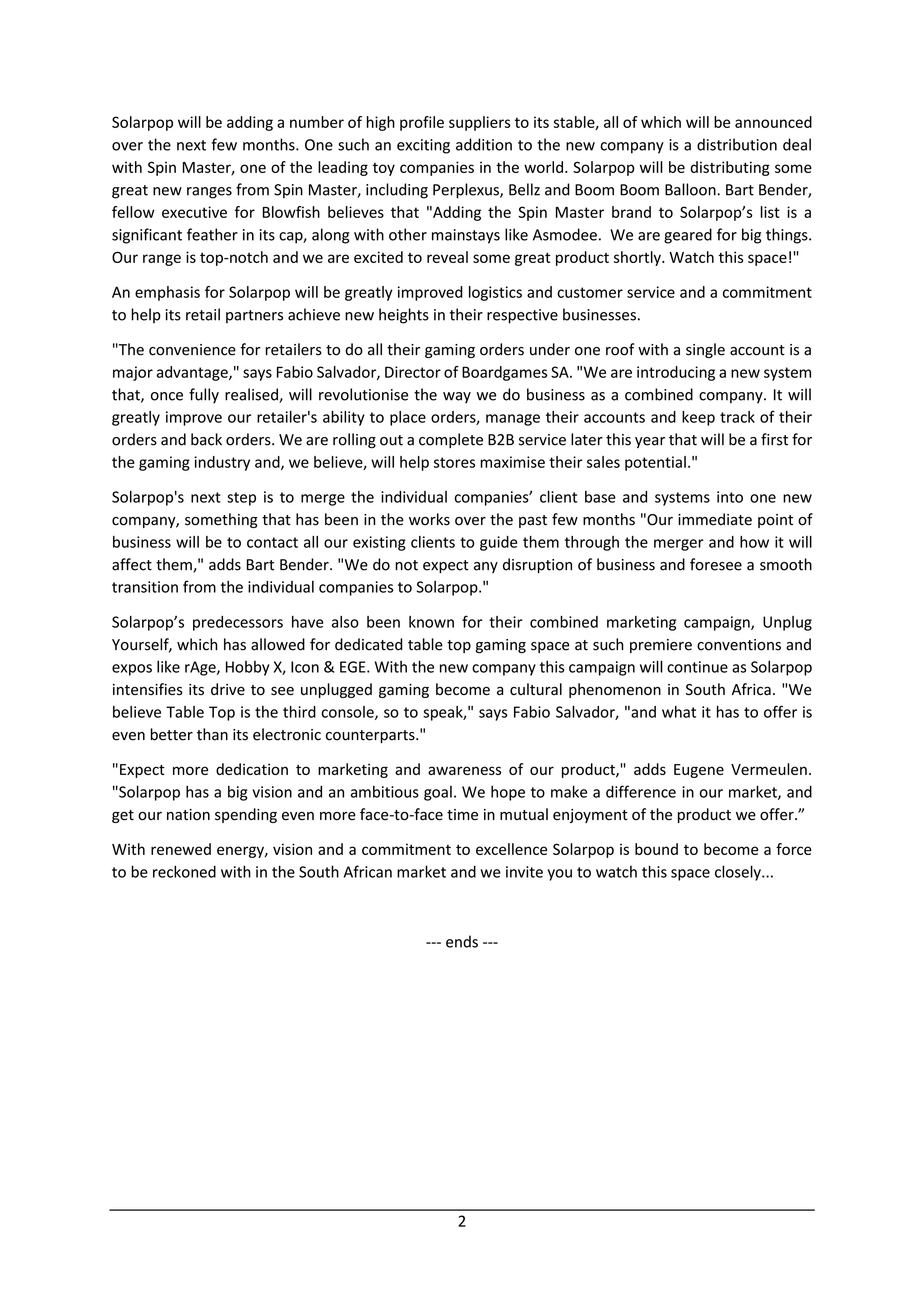 Solarpop Press Release | PDF