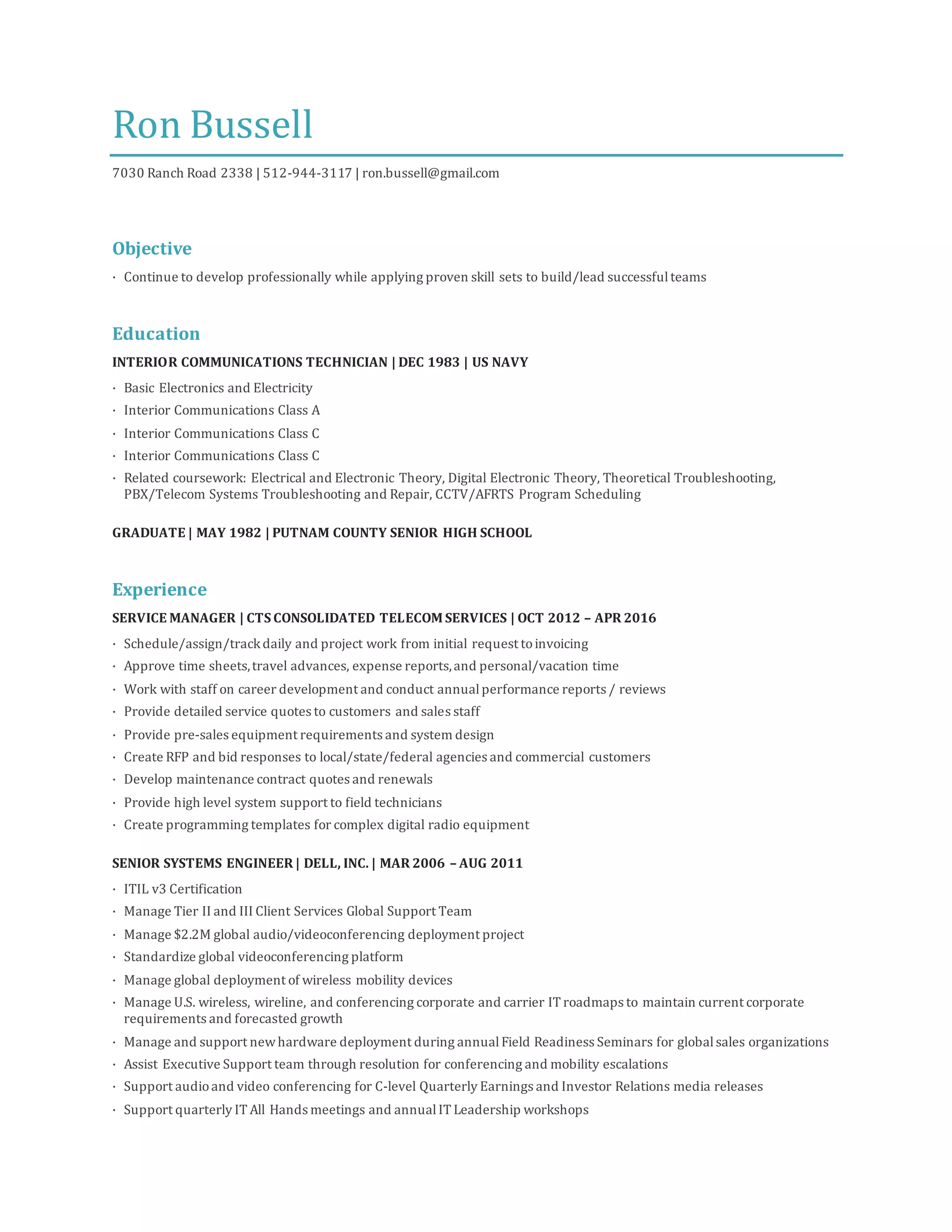 Ron Bussell - Resume | DOCX