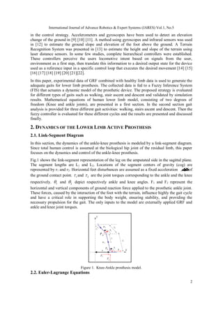DEVELOPEMENT OF GAIT GENERATION SYSTEM FOR A LOWER LIMB PROSTHESIS USING MEASURED GROUND ...