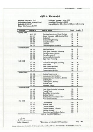 ACADEMIC TRANSCRIPT | PDF