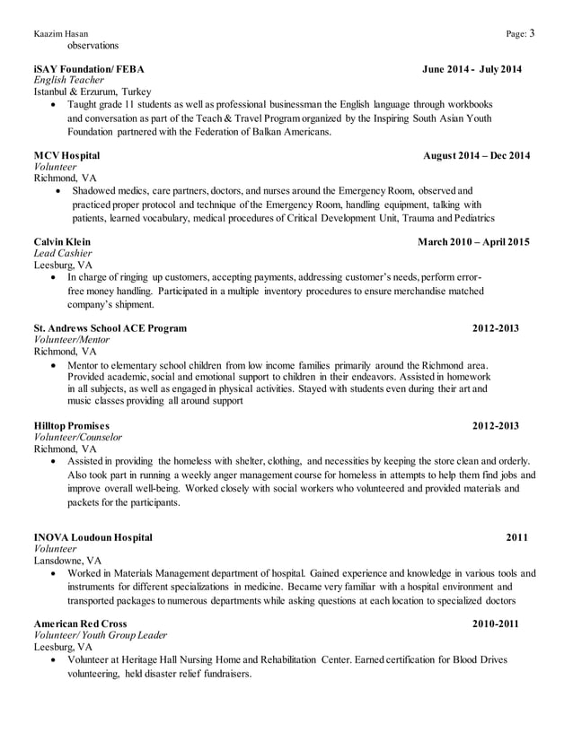 Resume Kaazim Hasan | DOCX | Healthcare Industry | Industries