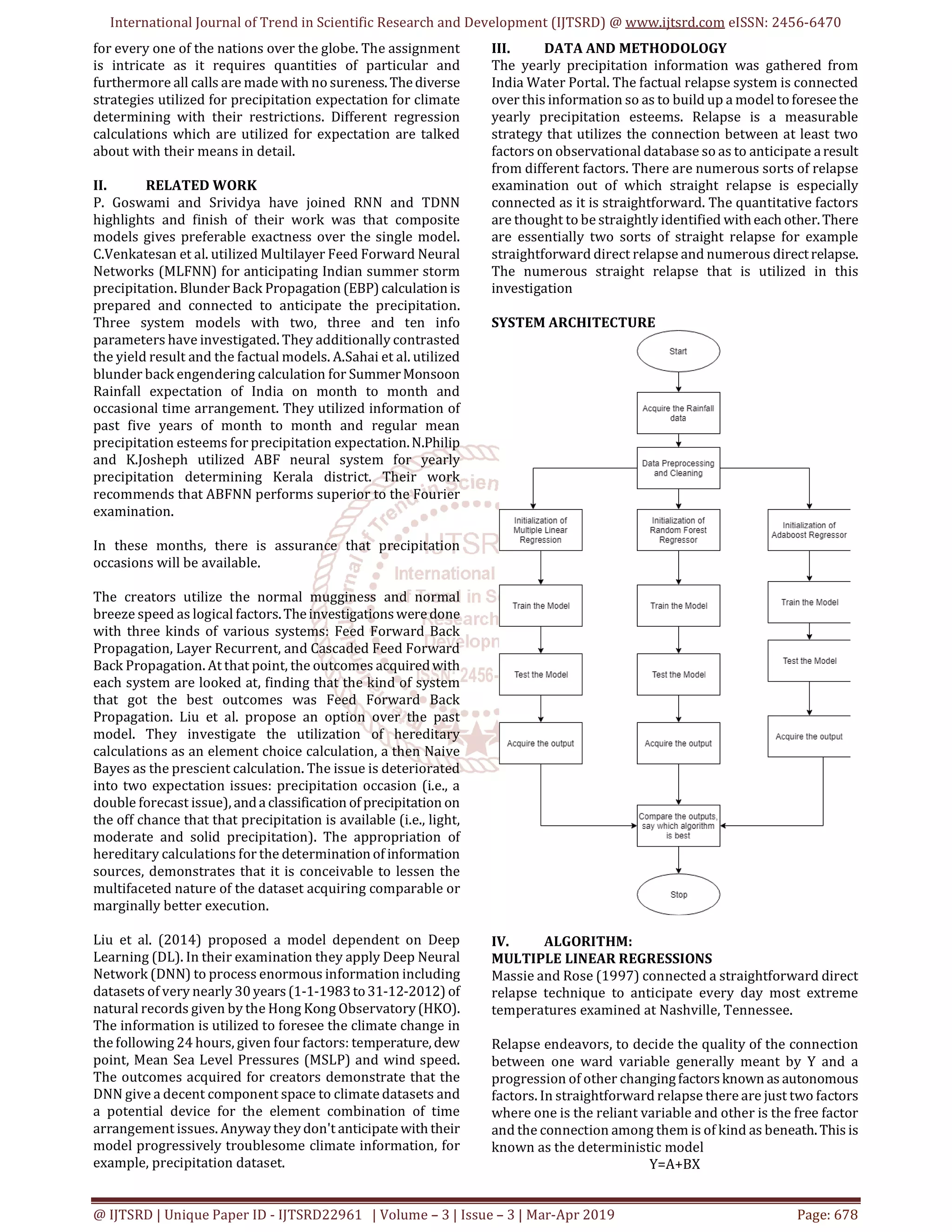 Comparative Study of Machine Learning Algorithms for Rainfall Prediction | PDF