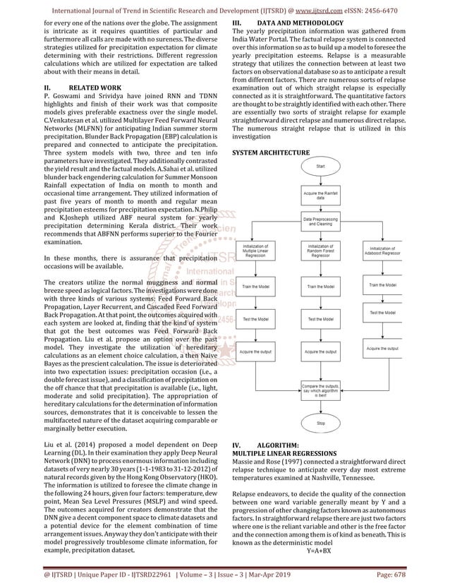 Comparative Study of Machine Learning Algorithms for Rainfall Prediction | PDF