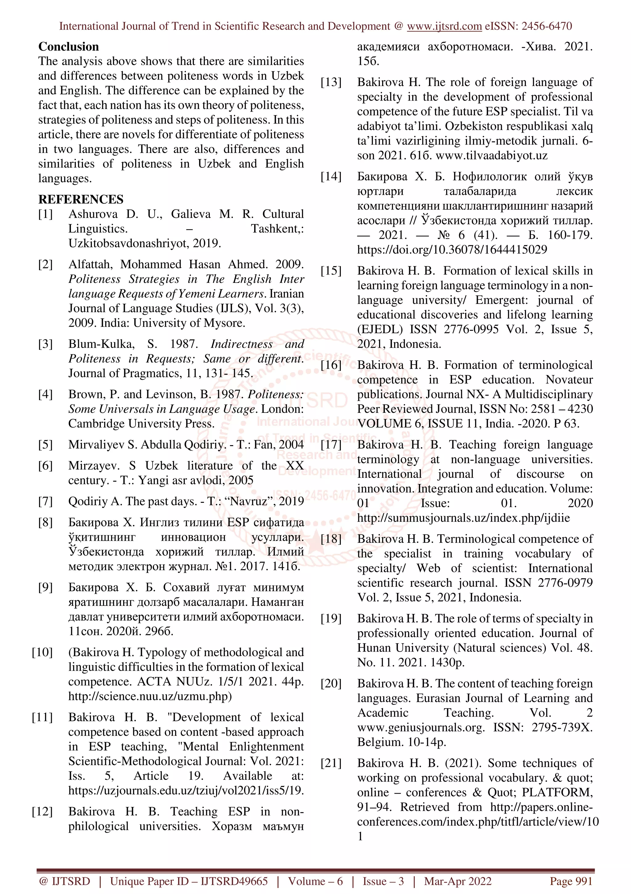 Contrastive Analysis of Politeness in English and Uzbek Languages | PDF