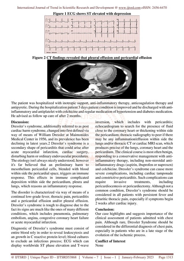 Dressler’s Syndrome Case Report | PDF