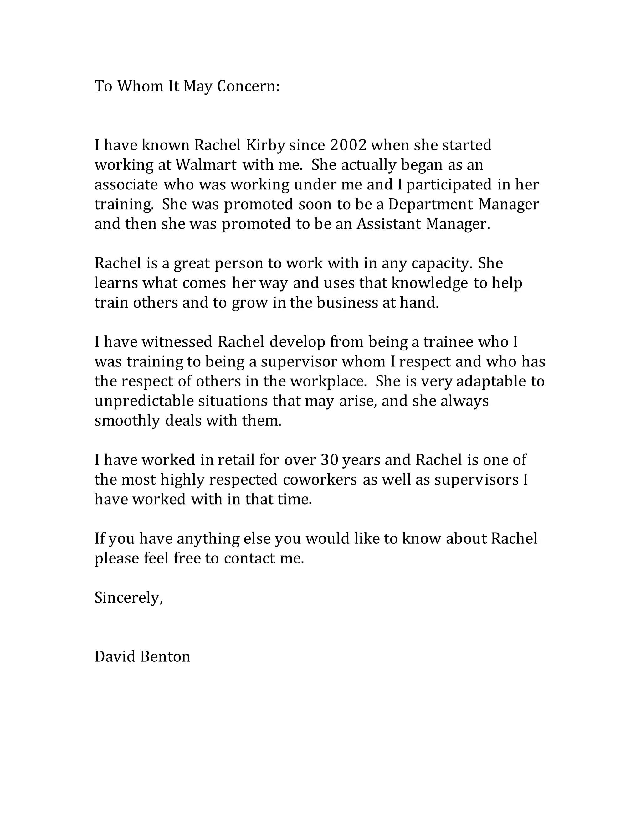 Rachel Letter | DOCX