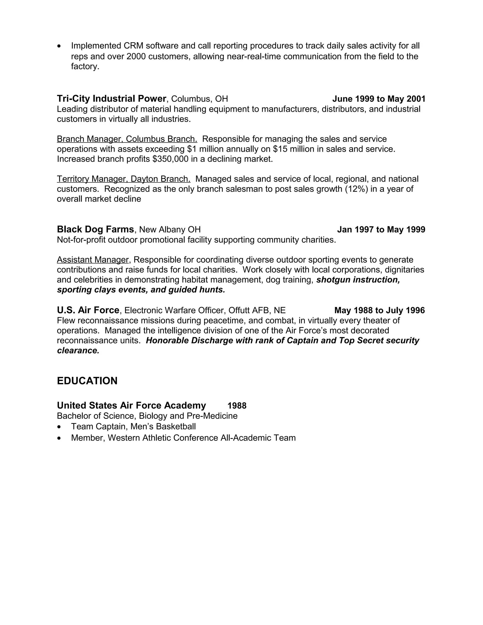 Resume for Matt Sobolewski Jan 2017 | DOC | Sales | Business