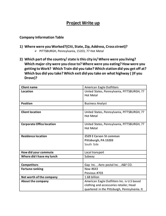 Project Write up for AEO | PDF