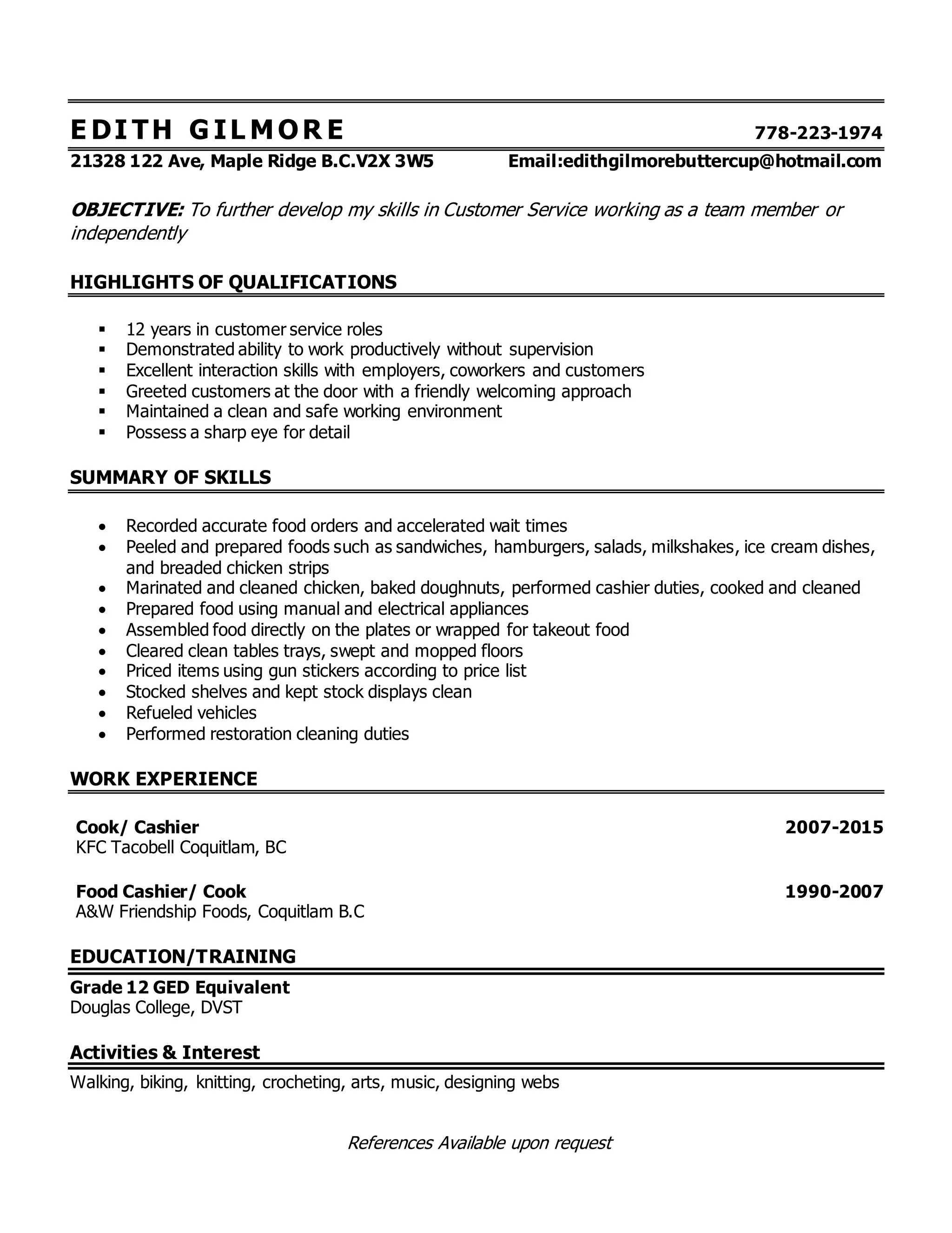 Edith Gilmore Resume May 2015 | DOCX