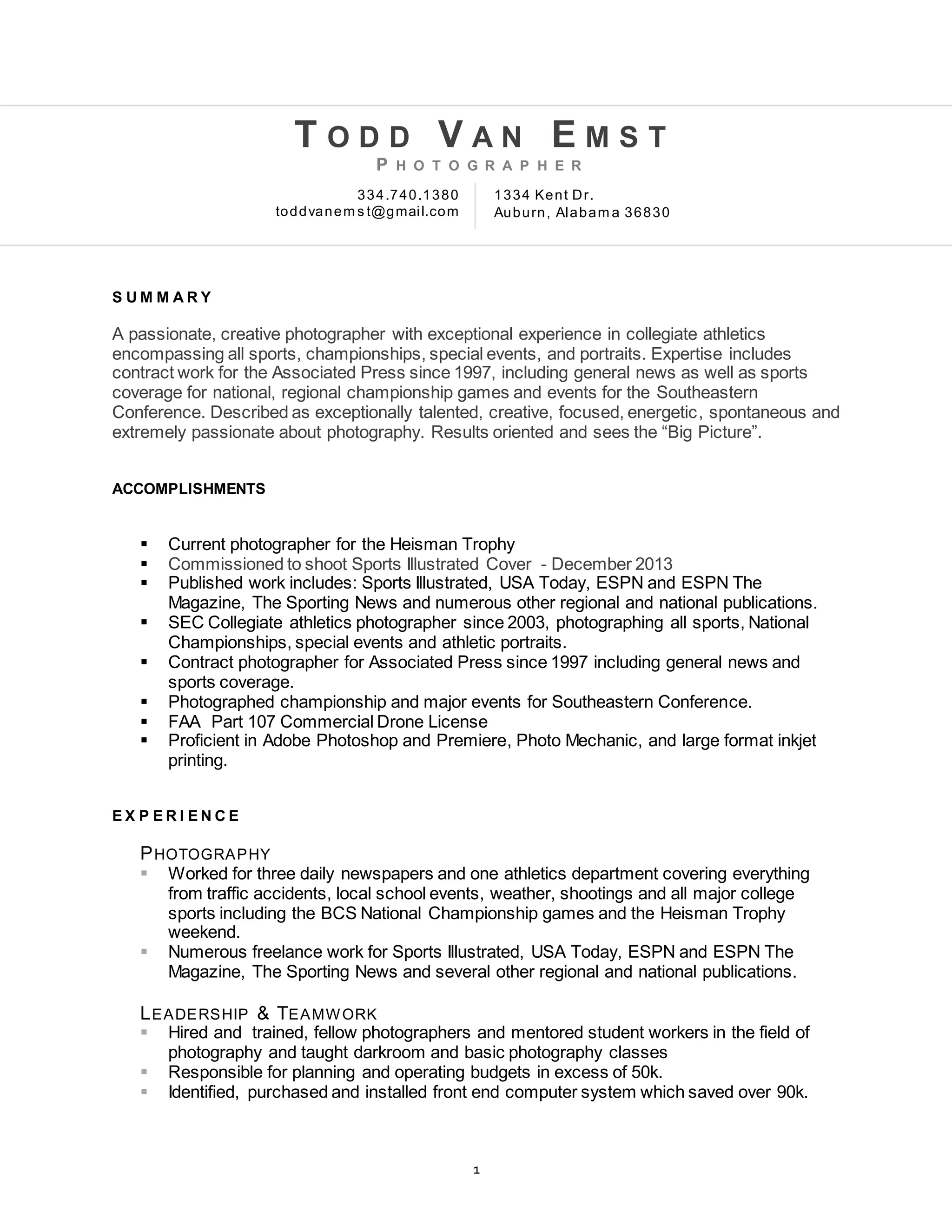 Todd Van Emst Résumé - 4 | DOCX