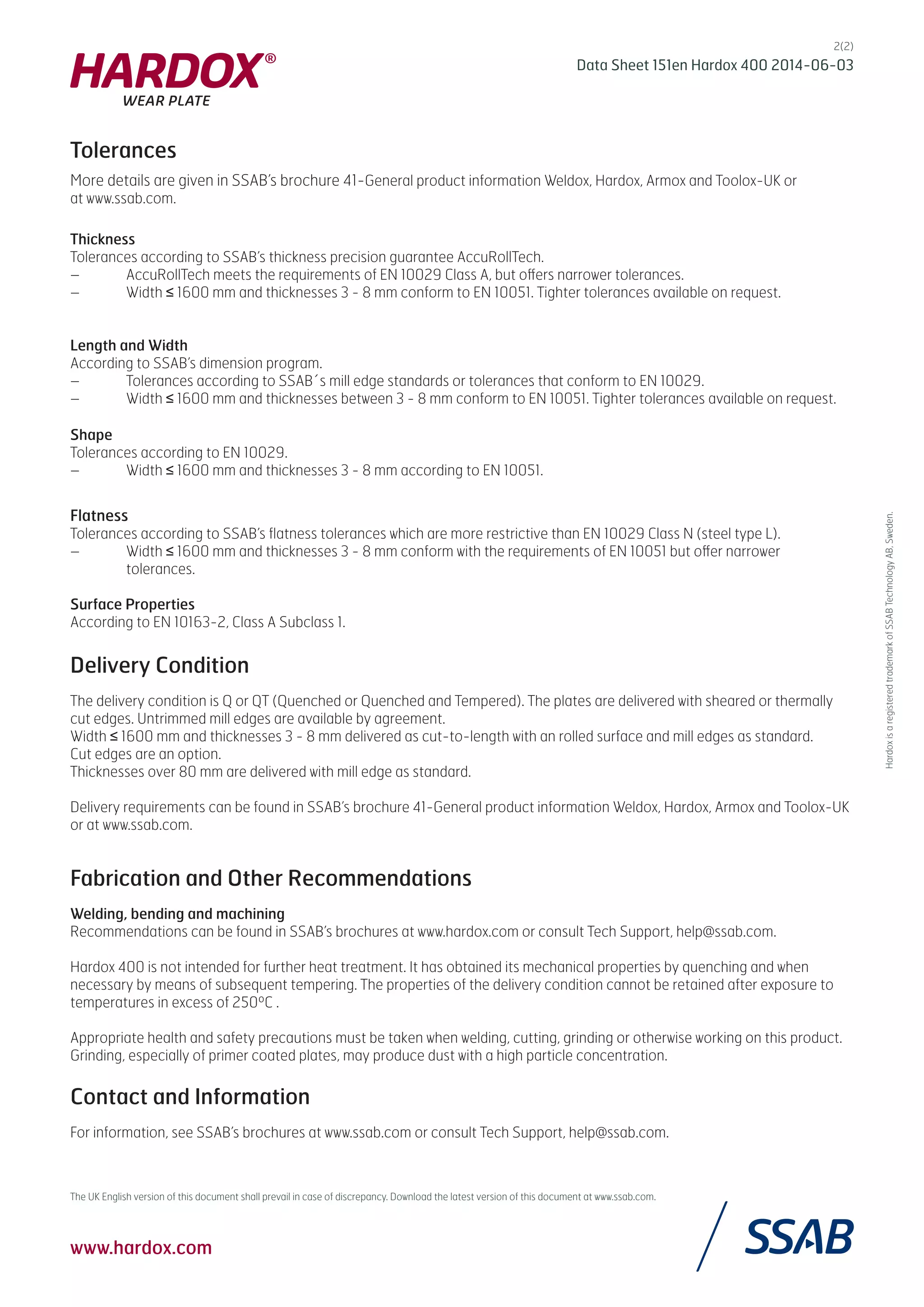 151 hardox 400_uk_data sheet | PDF