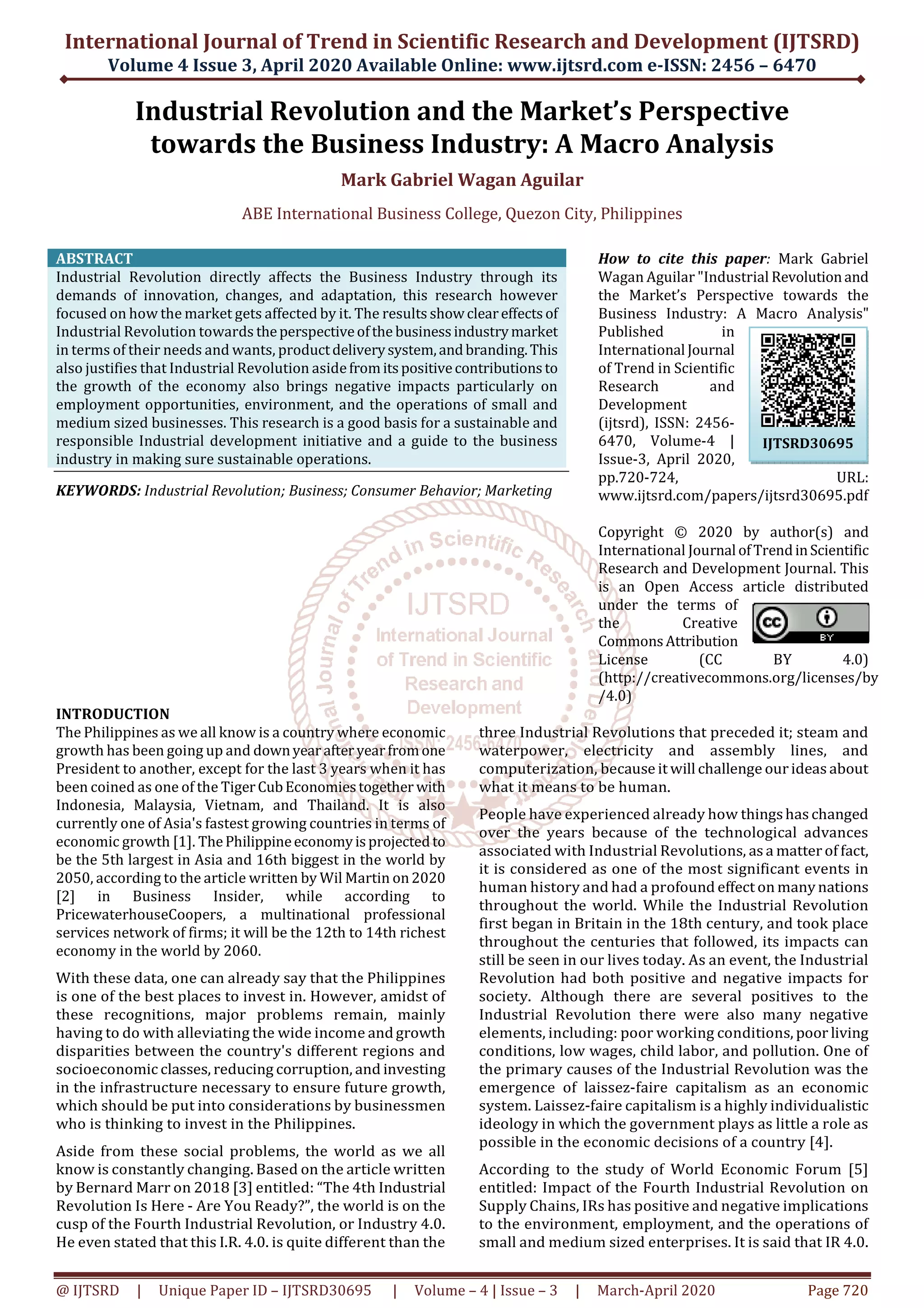 Industrial Revolution and the Market’s Perspective towards the Business ...