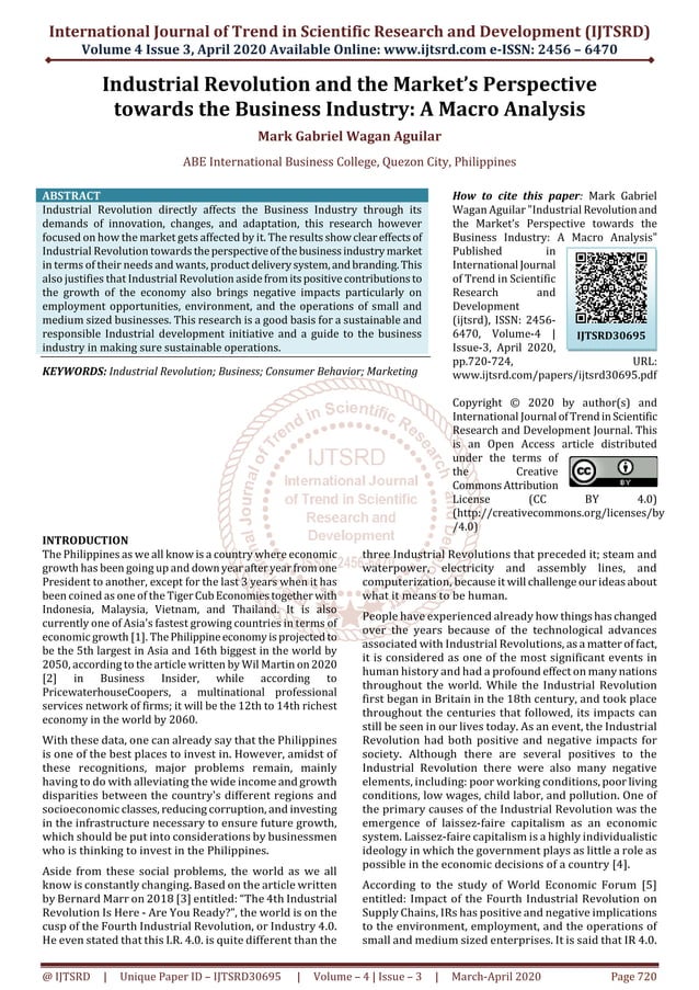 Industrial Revolution and the Market’s Perspective towards the Business ...