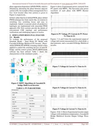 Photovoltaic Connected Cascaded H bridge Multilevel Inverters with Improved Harmonic Performance ...