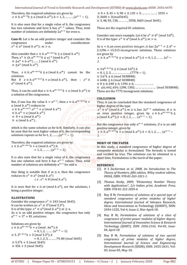 Rp 108 Formulation Of Solutions Of Standard Congruence Of Higher Degree Modulo A Multiple Of