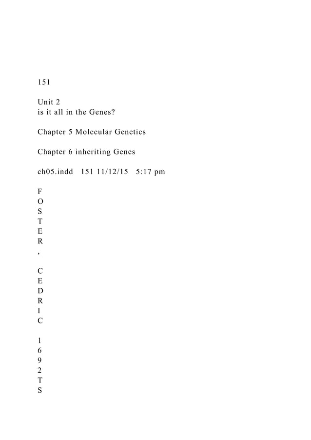 151Unit 2 is it all in the GenesChapter 5 Molecular.docx