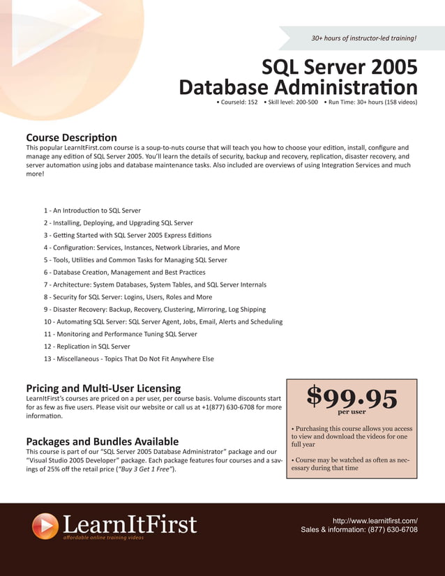 SQL Server 2005 Database Administration | PDF