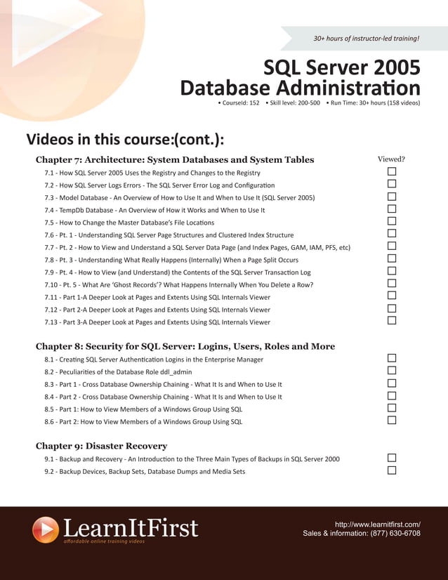 SQL Server 2005 Database Administration | PDF