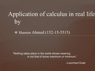 Application of real life in calculus | PPTX