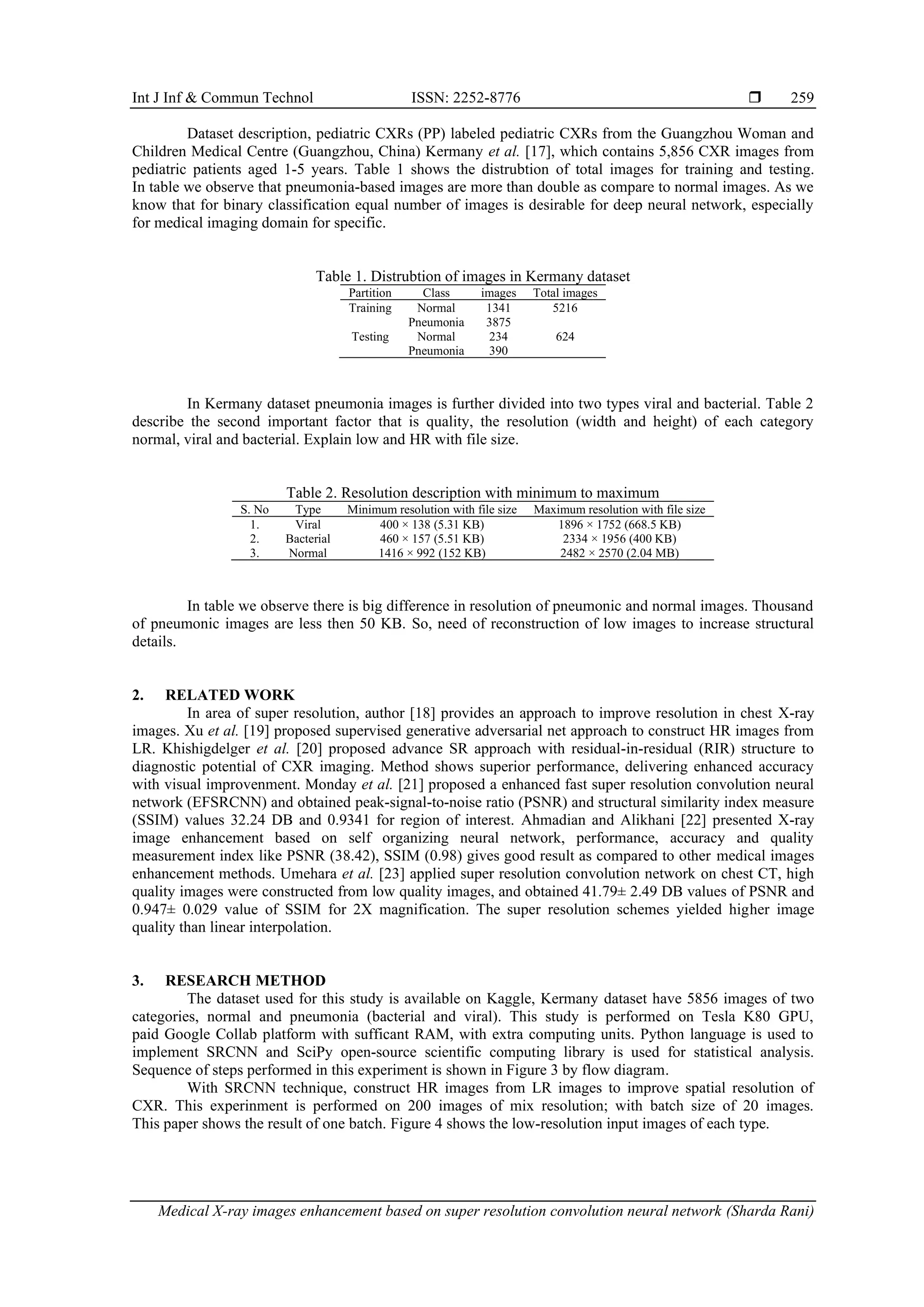Medical X-ray images enhancement based on super resolution convolution neural network | PDF