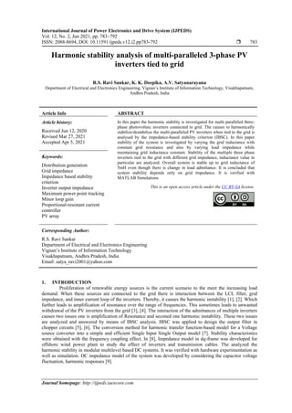 Harmonic stability analysis of multi-paralleled 3-phase PV inverters ...