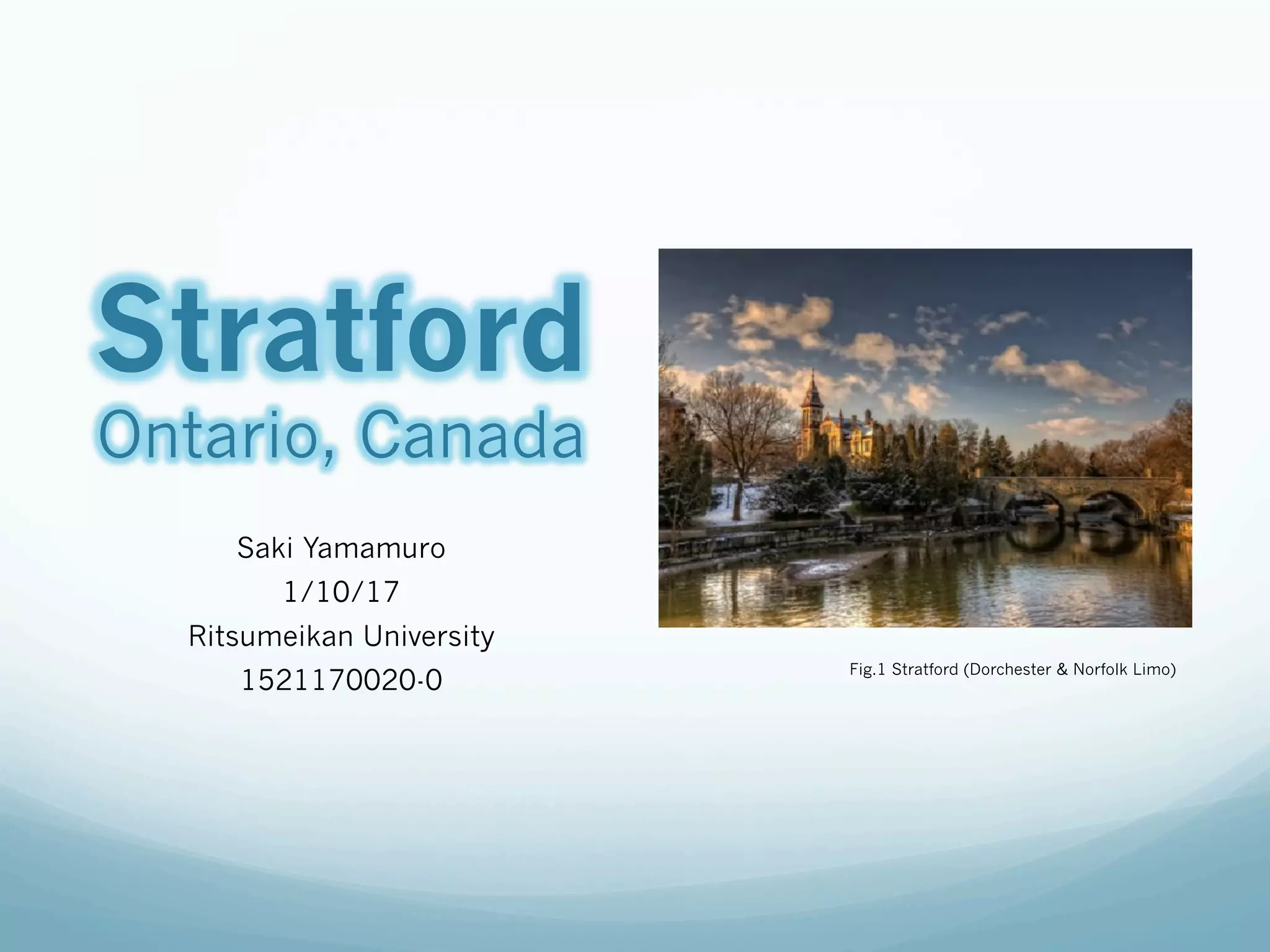 Stratford Ontario Canada Intro to Geography | PDF