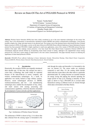 Review on State-Of-The-Art of PEGASIS Protocol in WSNS | PDF