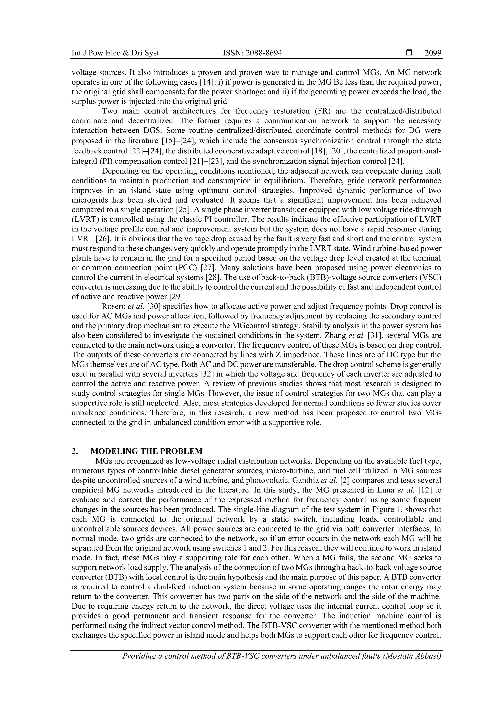 Providing a control method of BTB-VSC Converters under unbalanced faults | PDF