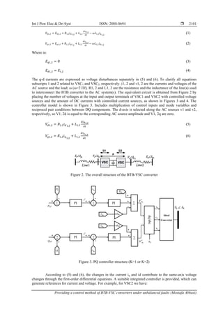 Providing a control method of BTB-VSC Converters under unbalanced faults | PDF