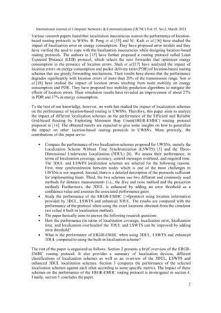 PERFORMANCE EVALUATION OF ERGR-EMHC ROUTING PROTOCOL USING LSWTS AND 3DUL LOCALIZATION SCHEMES ...