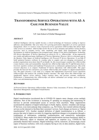 Transforming Service Operations with AI: A Case for Business Value | PDF