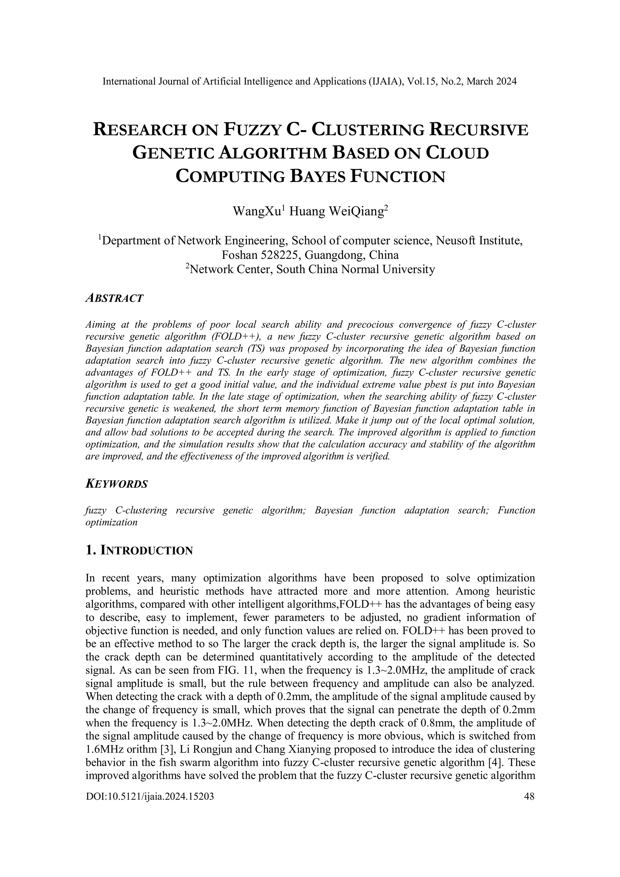 Research On Fuzzy C Clustering Recursive Genetic Algorithm Based On Cloud Computing Bayes