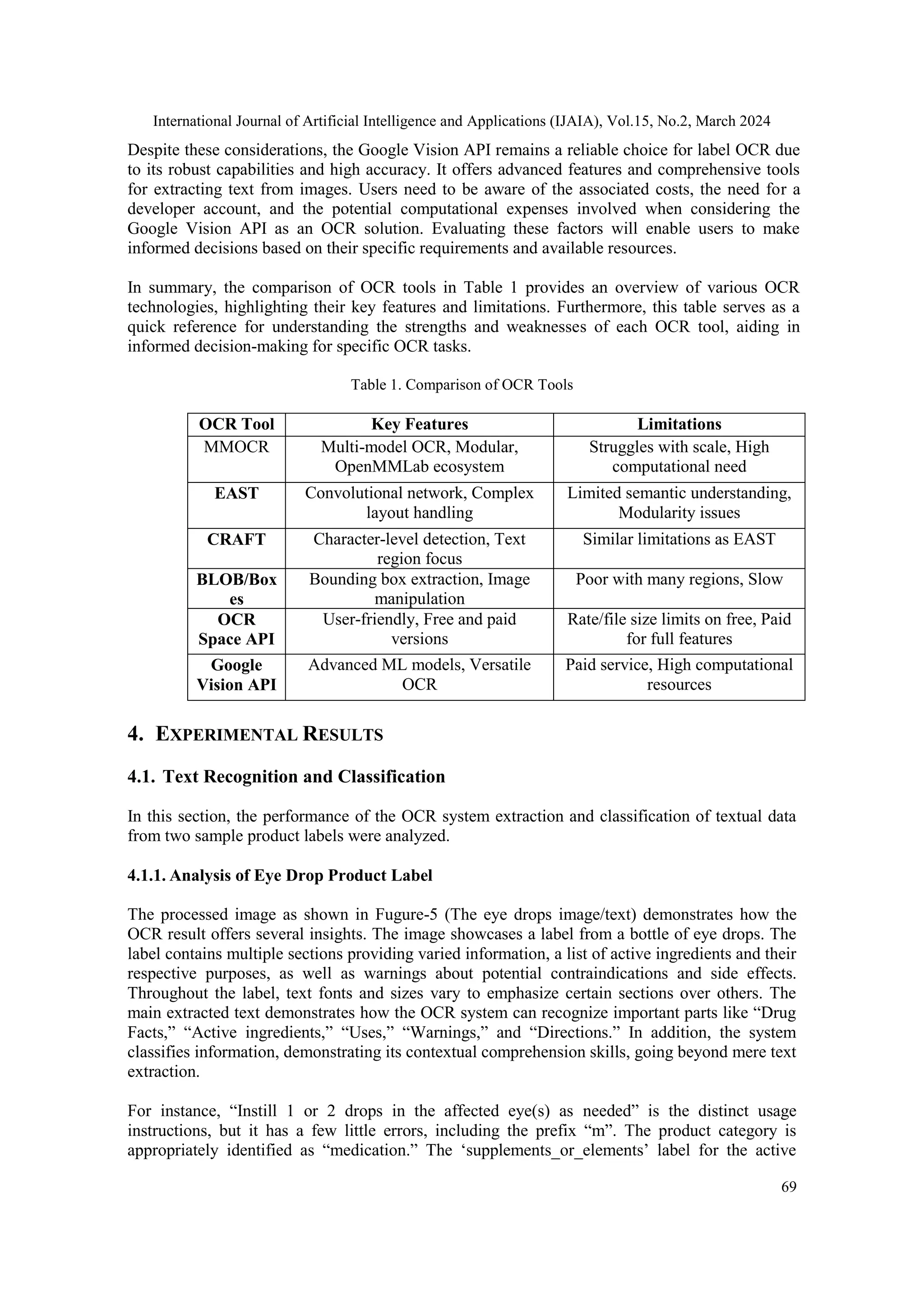 INFORMATION EXTRACTION FROM PRODUCT LABELS: A MACHINE VISION APPROACH ...