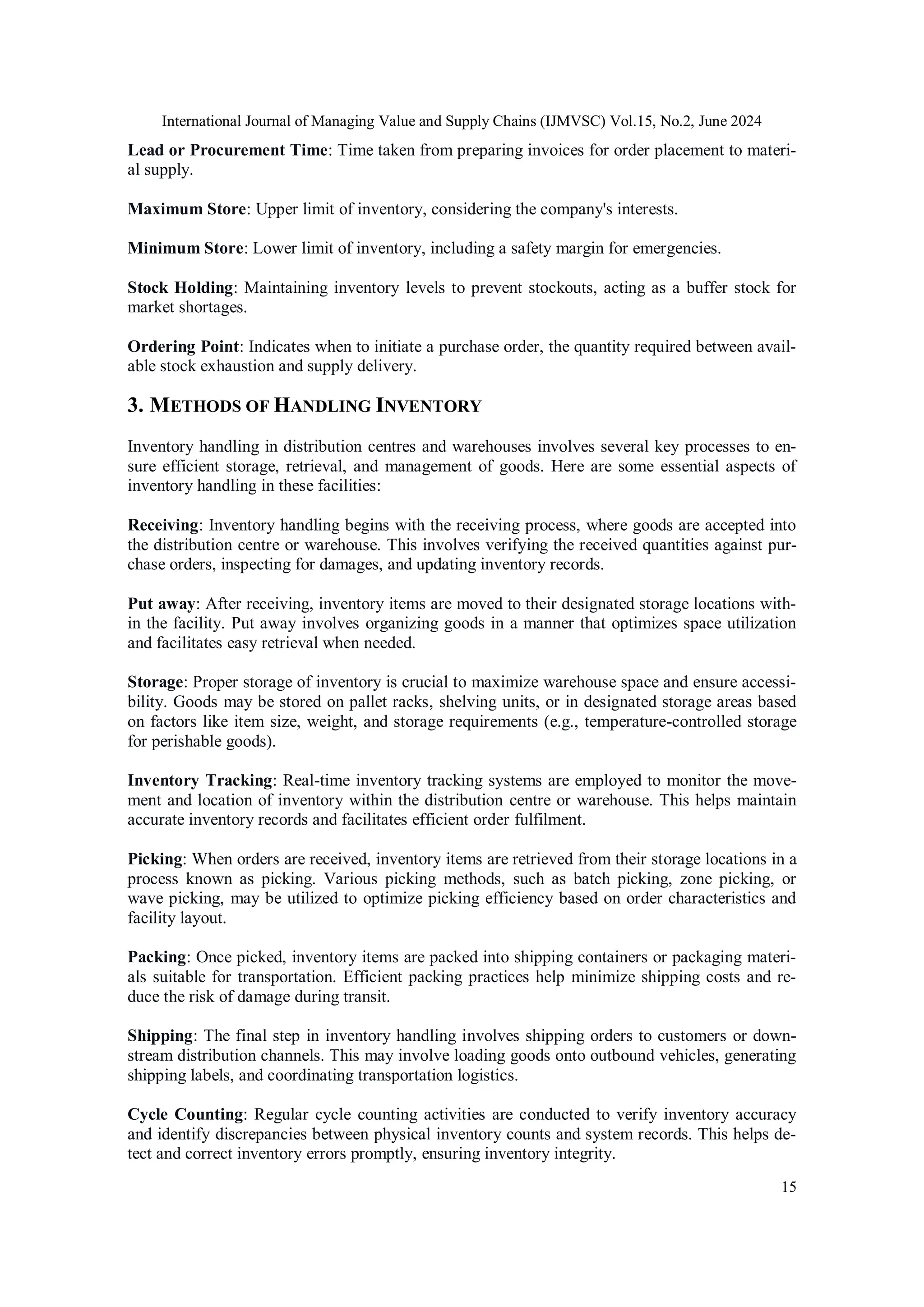 INTEGRATING INVENTORY MANAGEMENT AND DISTRIBUTION: A HOLISTIC SUPPLY ...