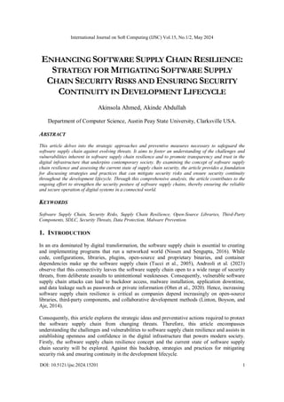 Enhancing Software Supply Chain Resilience: Strategy for Mitigating Software Supply Chain ...