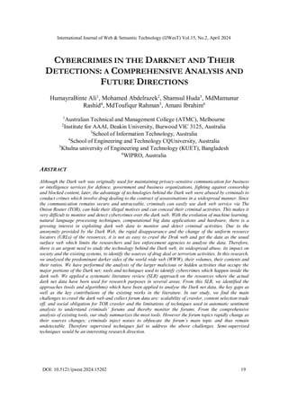Cybercrimes in the Darknet and Their Detections: A Comprehensive ...